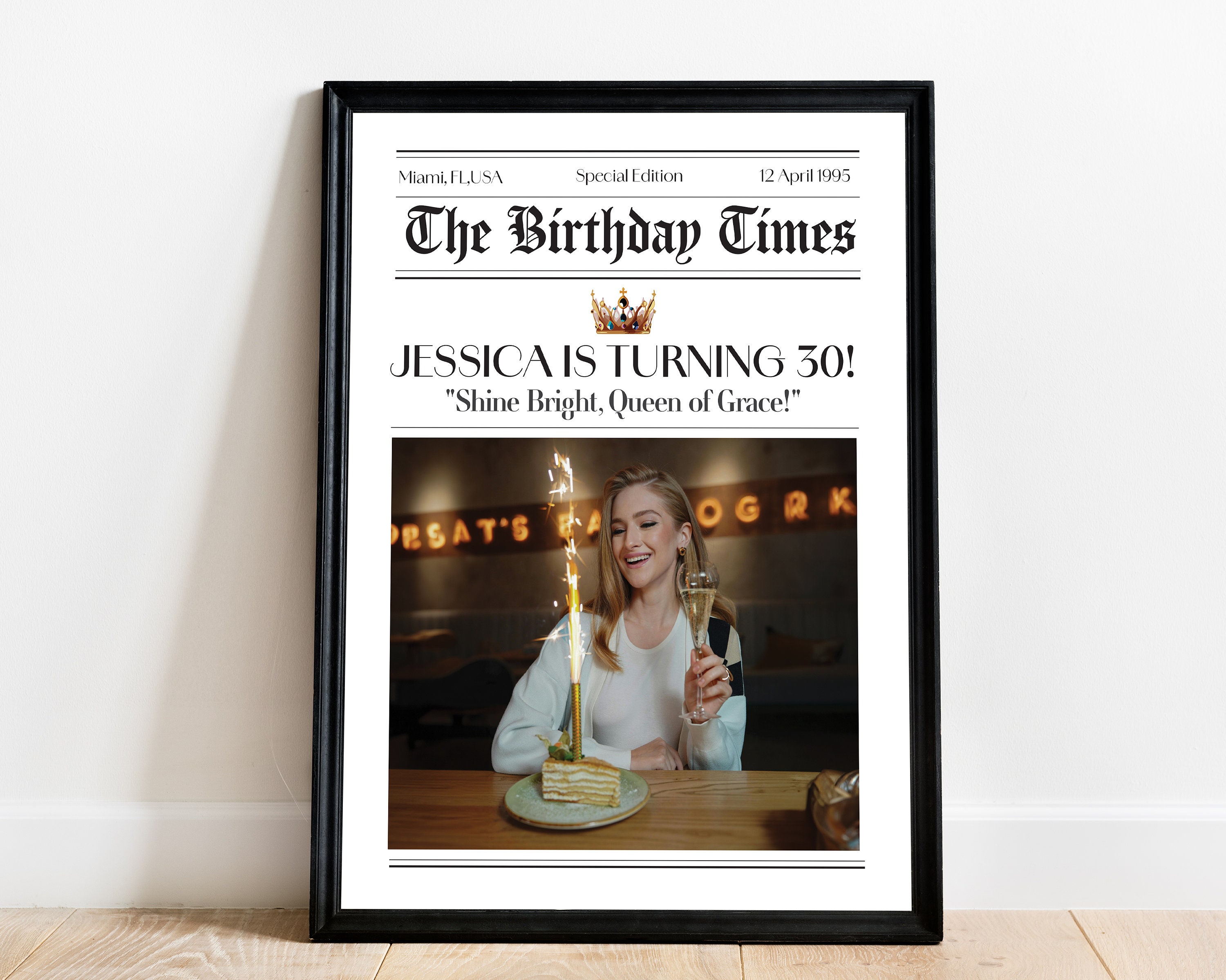 Personalized Birthday Newspaper Poster for 30th Birthday, Custom ...