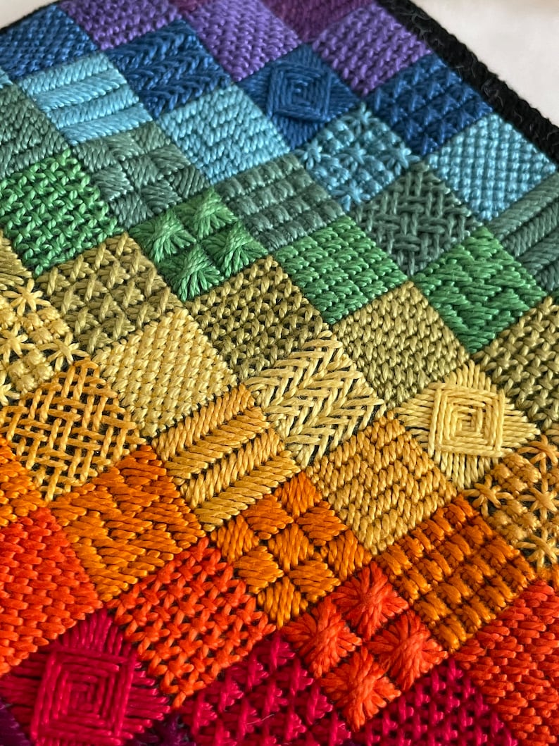 Rainbow Stitches - a Needlepoint Chart for 18 Pt Canvas. Includes ...