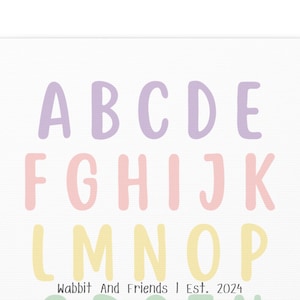 Pastel Rainbow Alphabet Wall Art | Minimalist ABC Nursery Decor ...