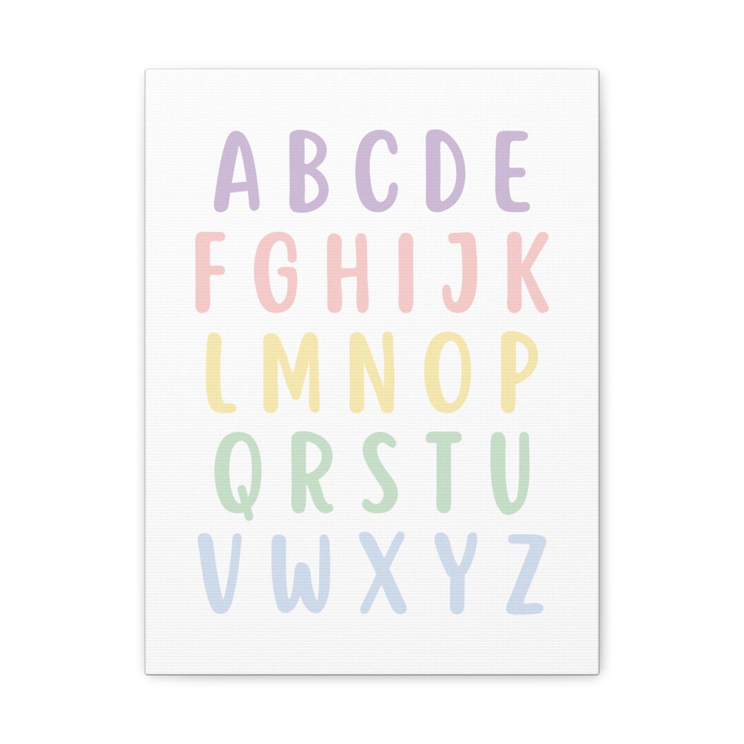 Pastel Rainbow Alphabet Wall Art | Minimalist ABC Nursery Decor ...