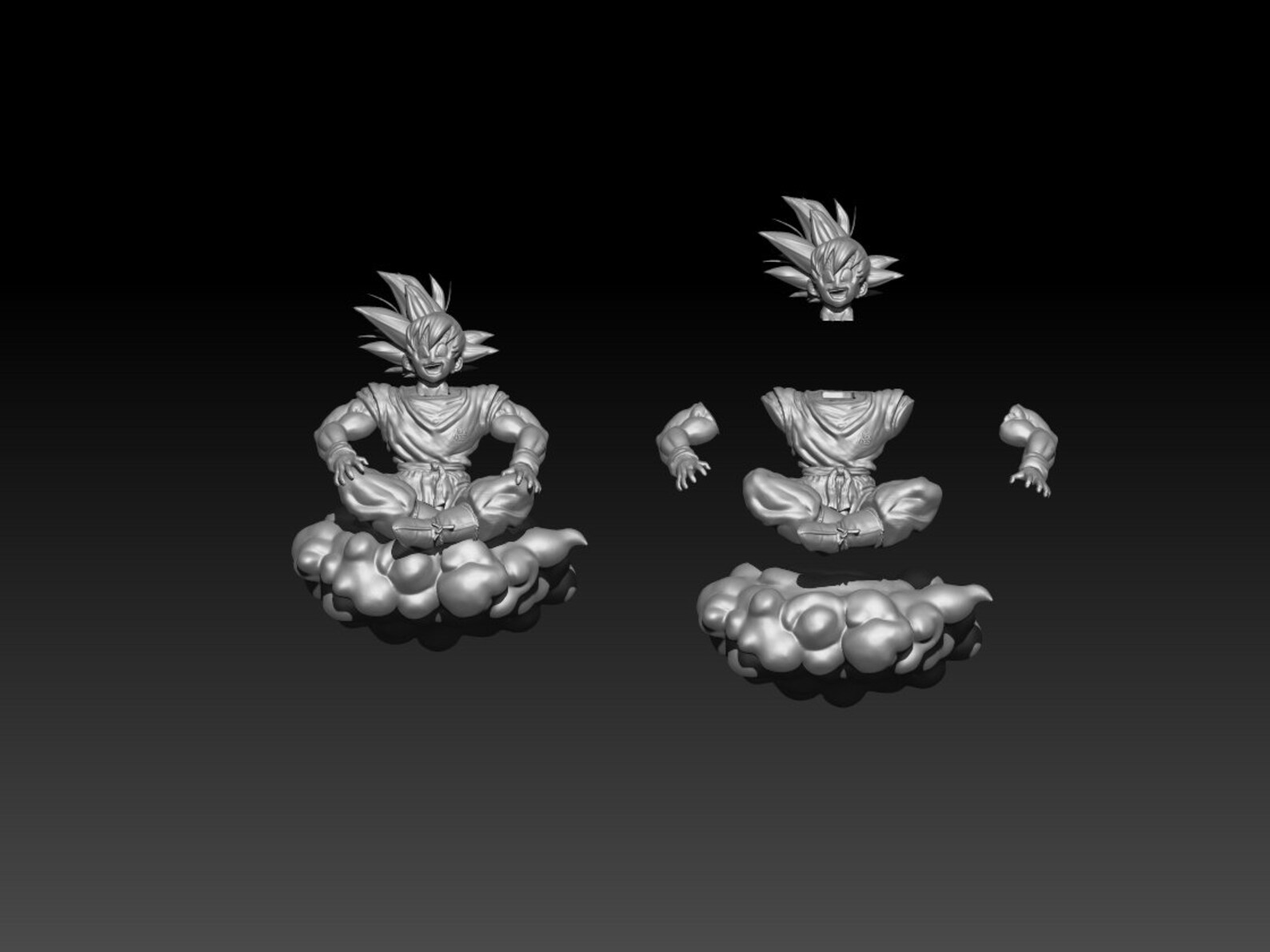 Goku on Flying Cloud 3D Print STL File for 3D Printing, 3D Digital File ...