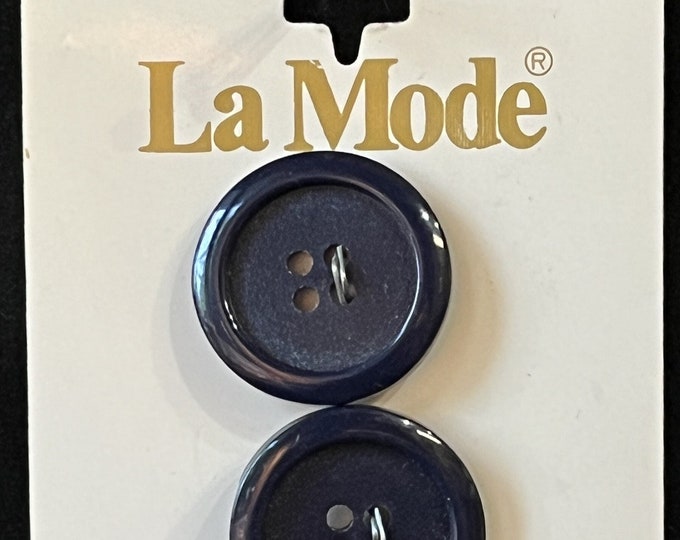 3/4" (19mm) Vintage La Mode, Navy Blue Buttons on Card, 3 Buttons ...