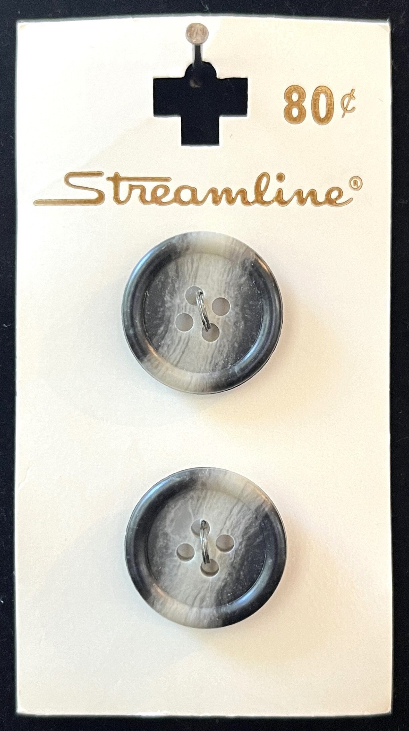 3/4" (19mm) Vintage Streamline Gray Buttons on Card, Fiber Arts, Doll ...