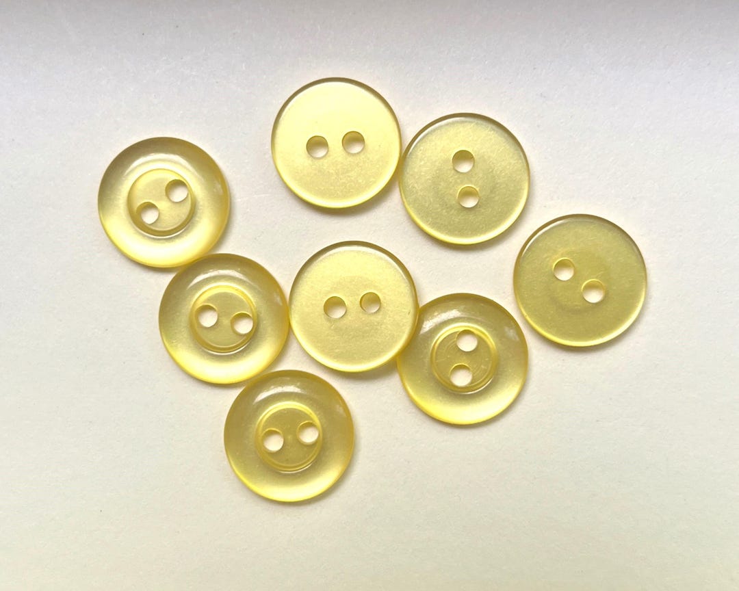 1/2" (12mm) Plastic Yellow Buttons, 2 Hole, Fiber Arts, Doll Making ...