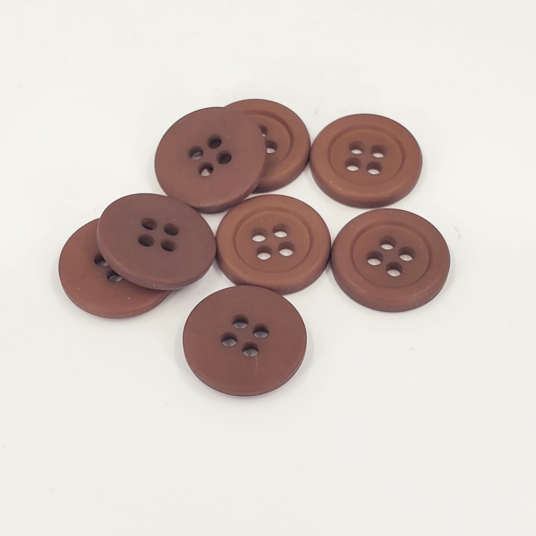 9/16" (14mm) Vintage Brown Buttons, Plastic, 4 Hole, Fiber Arts, Doll ...