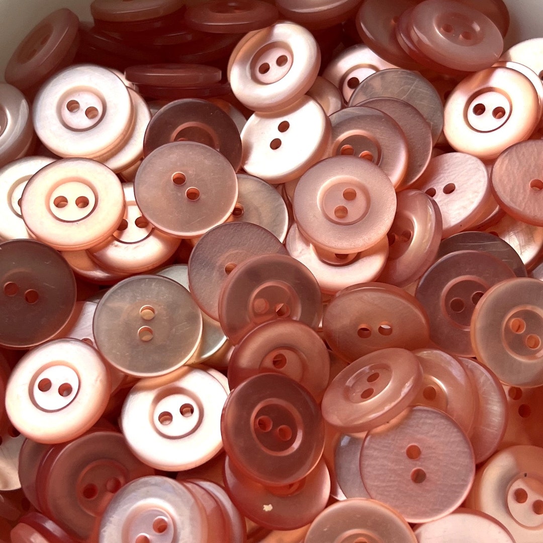 3/4" (19mm) Vintage Plastic Pink Buttons, 2 Hole, Fiber Arts, Doll ...