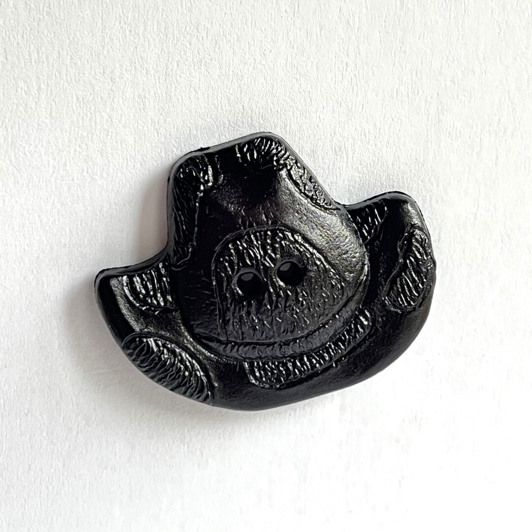 1 3/8" Black Cowboy Hat Novelty Button, Plastic, 1 Button - Etsy