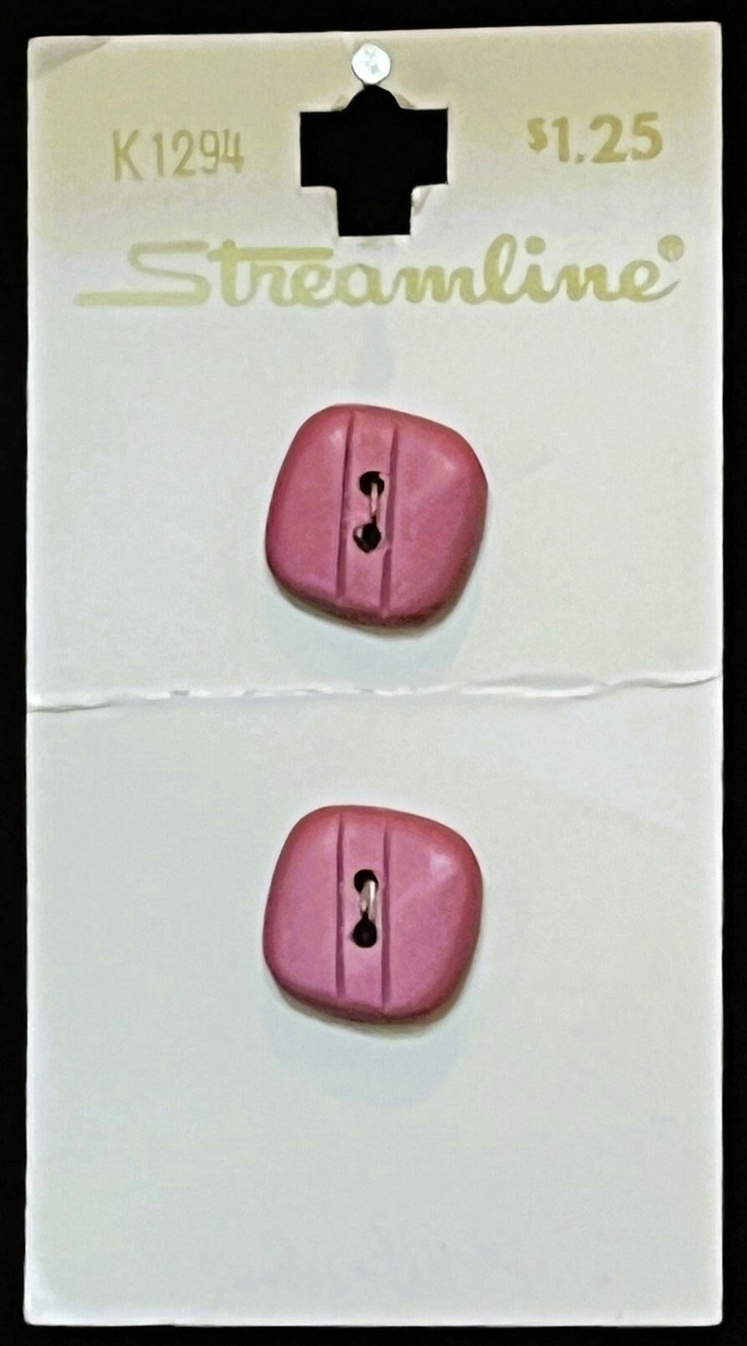 5/8" (15mm) Vintage Streamline Pink Buttons on Card, Size 24, Style # ...