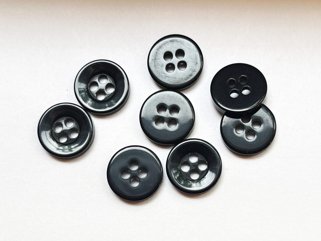 1/2" (12mm) Black Buttons, 4 Hole, Fabric Arts, Doll Making, Sewing ...