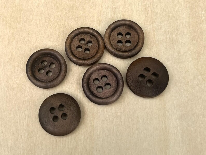 5/8" (15mm) Brown Wood Buttons, Fabric Arts, Doll Making, Sewing ...