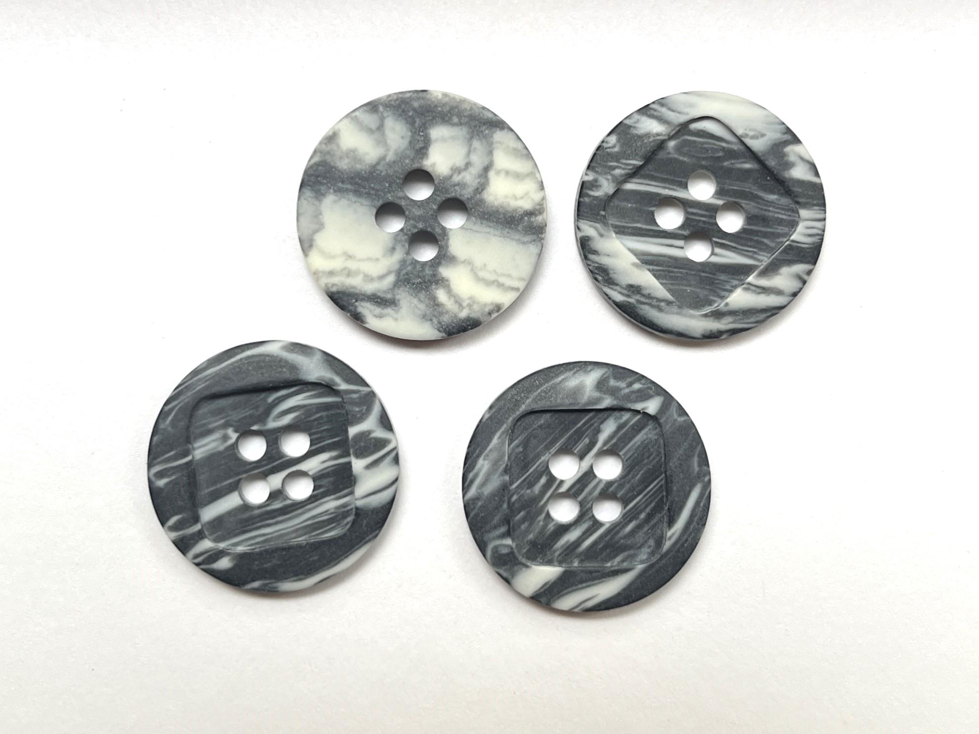 3/4" (19mm) Gray Buttons, Plastic, 4 Hole, Fiber Arts, Doll Making ...