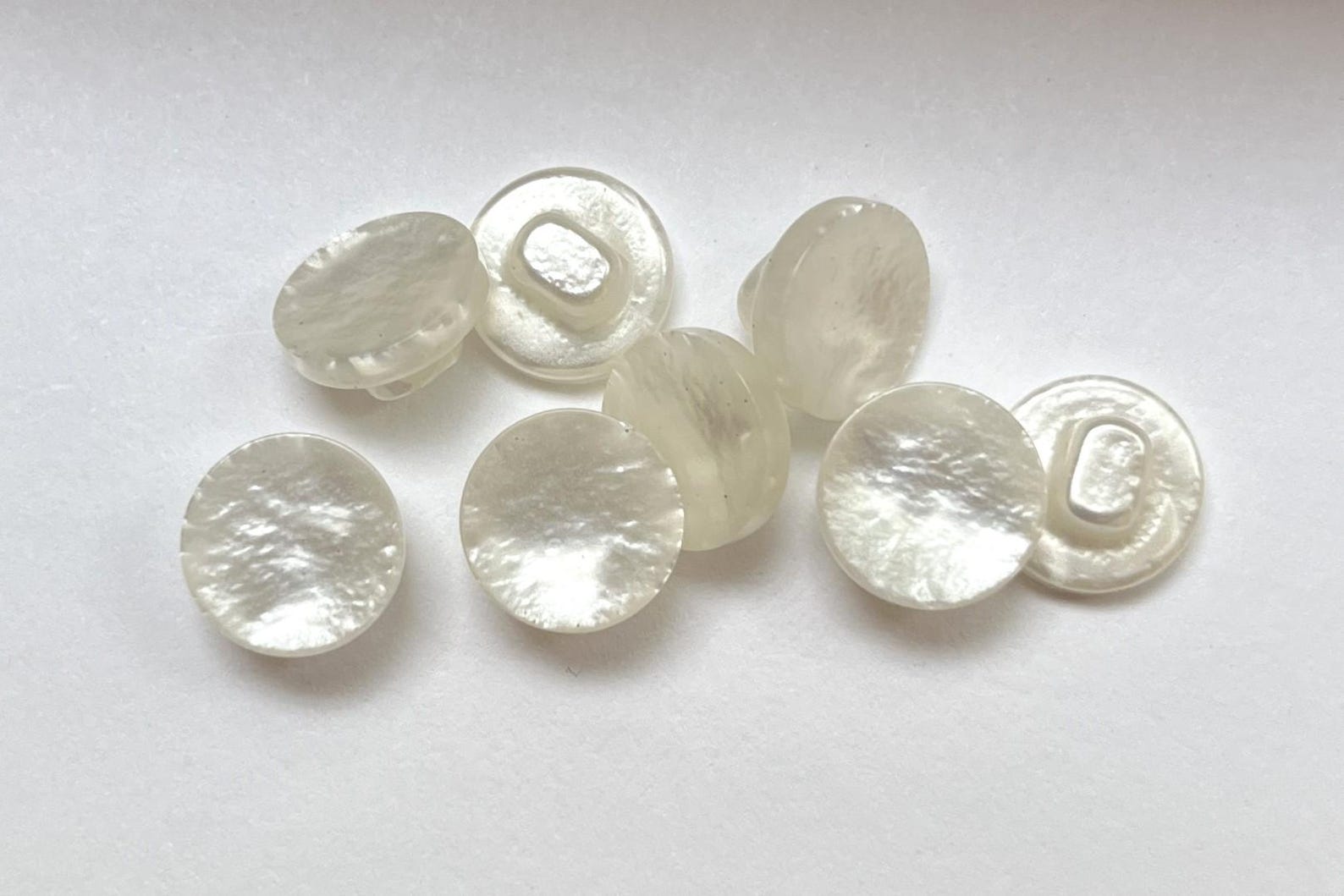 7/16" (10mm) off White Buttons, Gloss Finish, With Shank, Fiber Arts ...