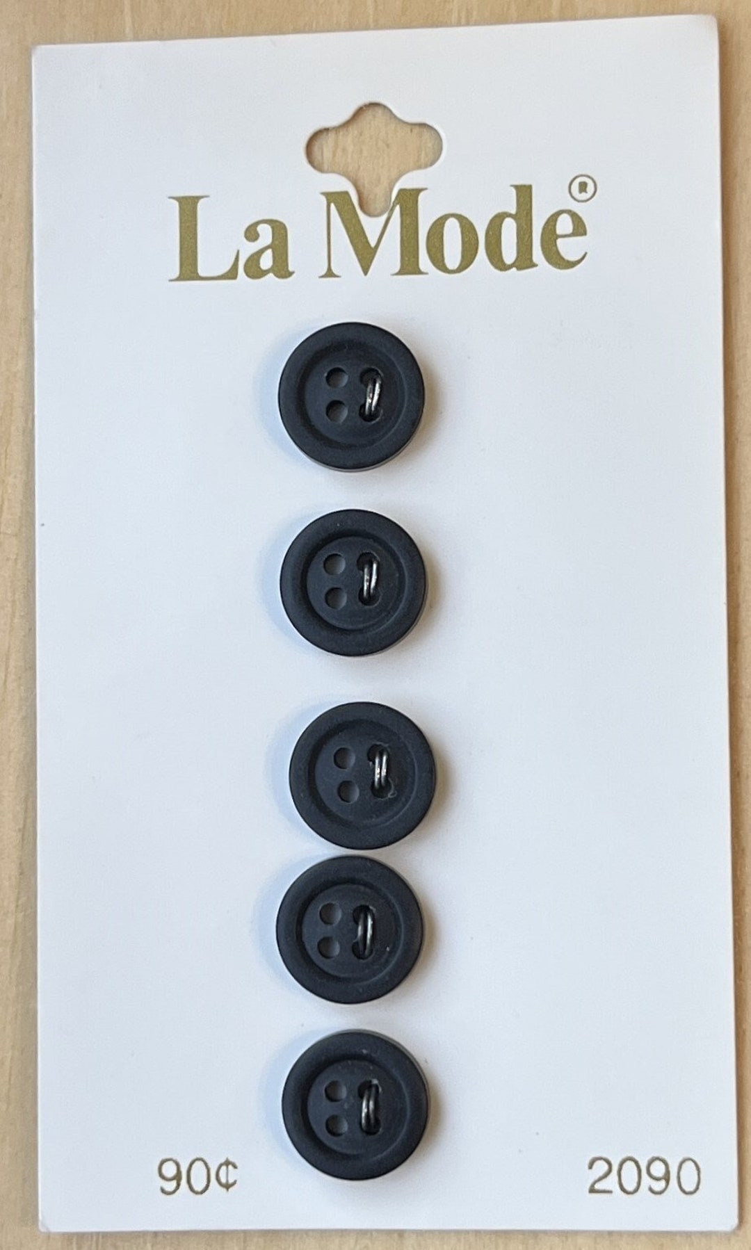 3/8" (9mm) Vintage La Mode, Black Buttons on Card, Style 2090, Fabric ...