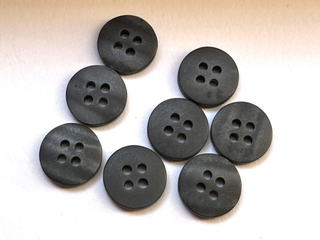 1/2" (12mm) Gray Buttons, Plastic, 4 Hole, Fiber Arts, Doll Making ...