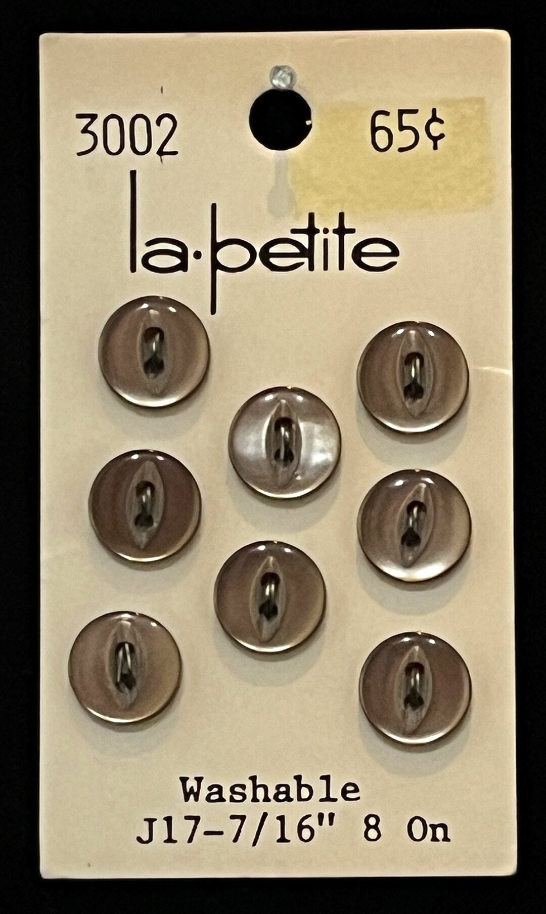 7/16" (10.5mm) Vintage La Petite Brown Buttons on Card, Style #3002 ...