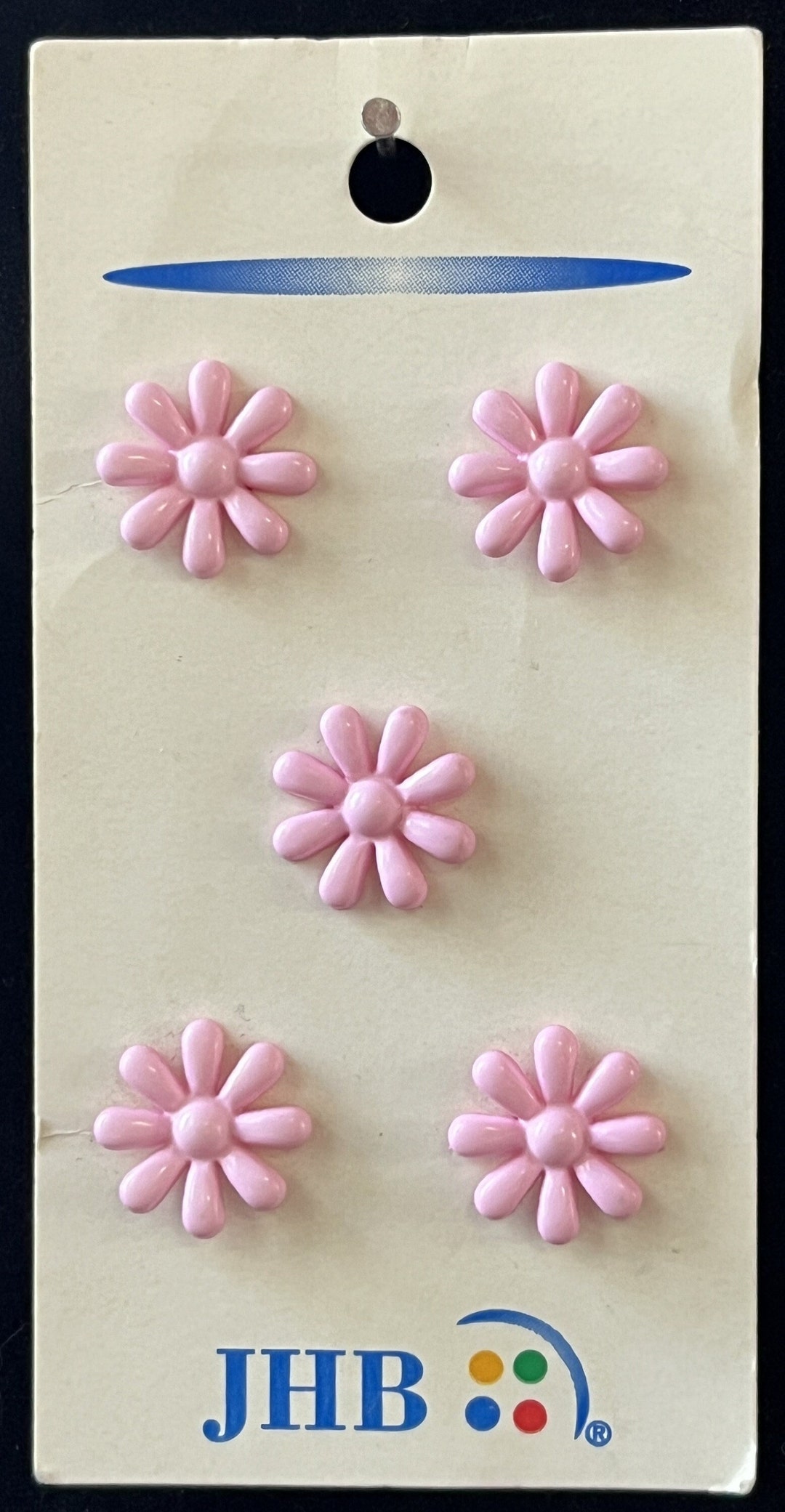 5/8" (15mm) Vintage JHB Pink Plastic Buttons on Card, Style #55321 ...
