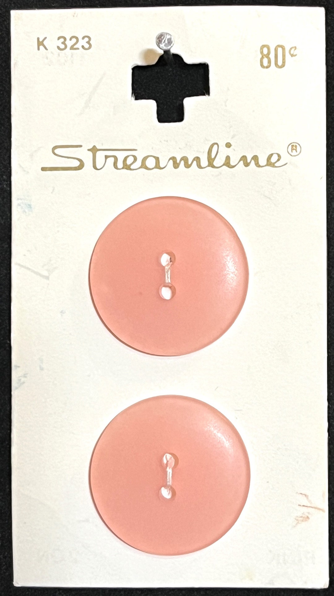 7/8" (23mm) Vintage Streamline Pink Buttons on Card, Size 36, Fiber ...