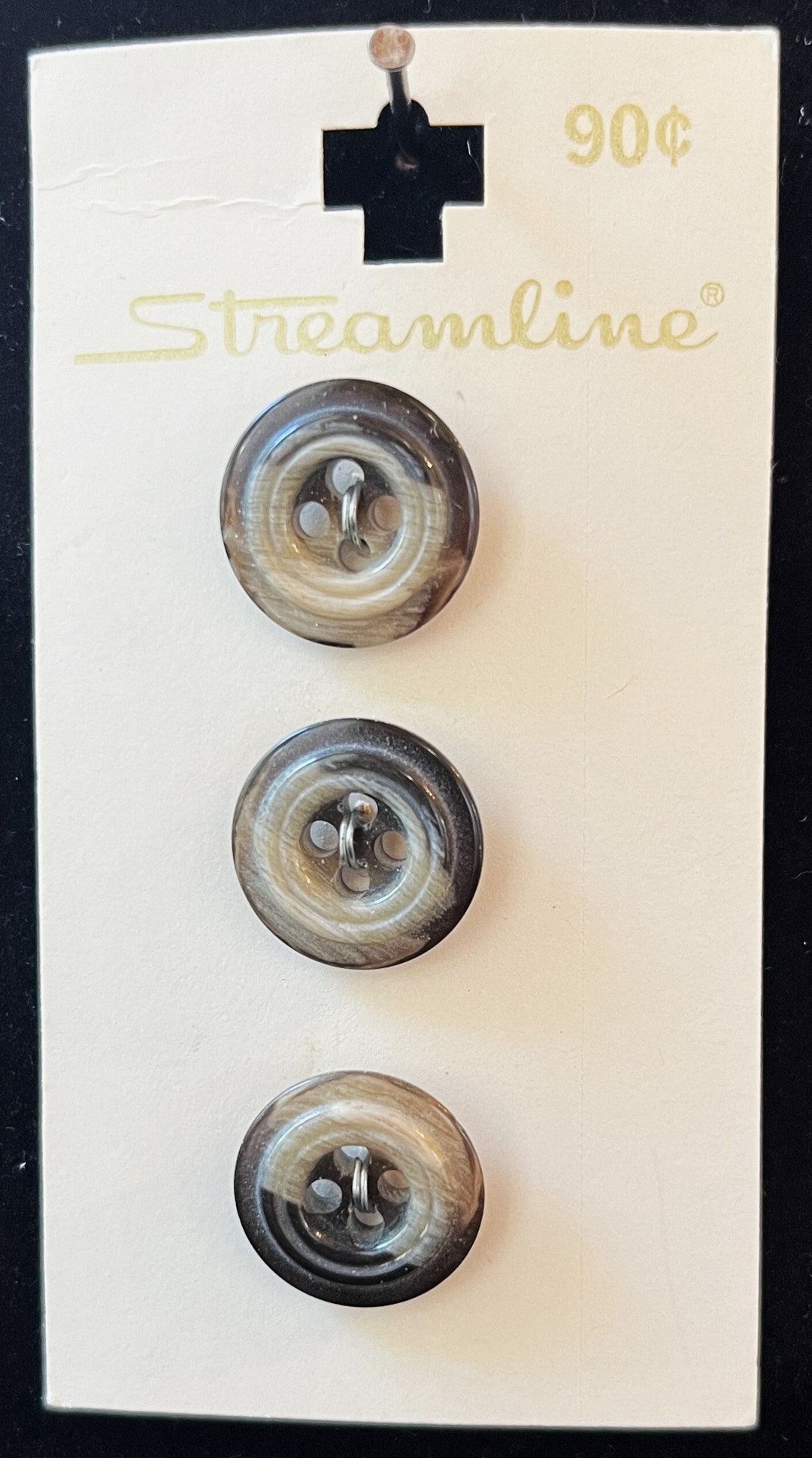 5/8" (15mm) Vintage Streamline Brown Buttons on Card, Style C8921 ...