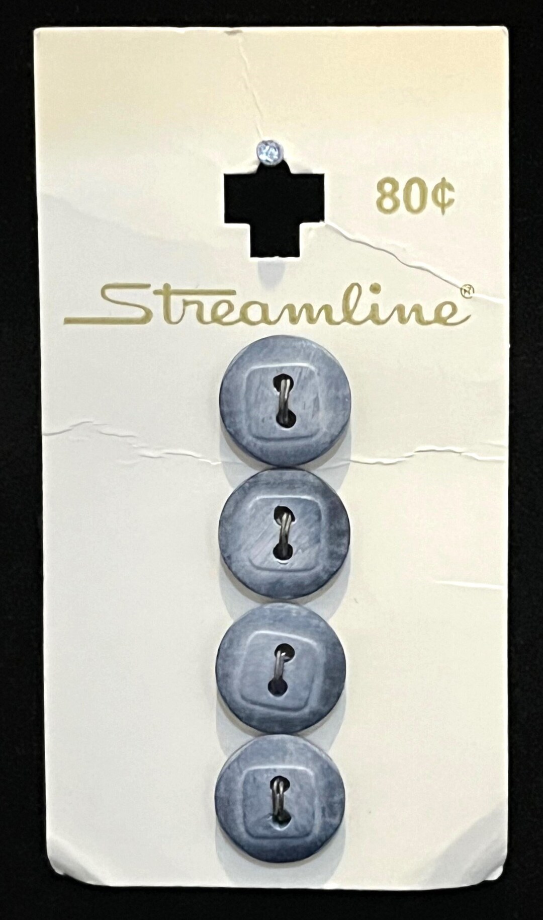 1/2" (12.5mm) Vintage Streamline Gray Buttons on Card, Fiber Arts, Doll ...