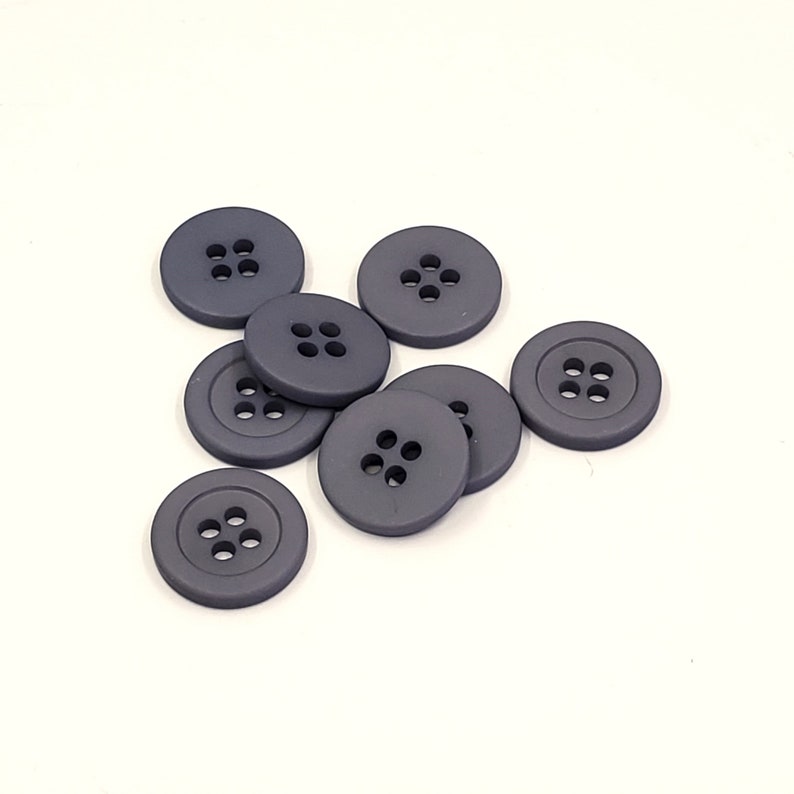 9/16" (14mm) Vintage Gray Buttons, Plastic, 4 Hole, Fiber Arts, Doll ...