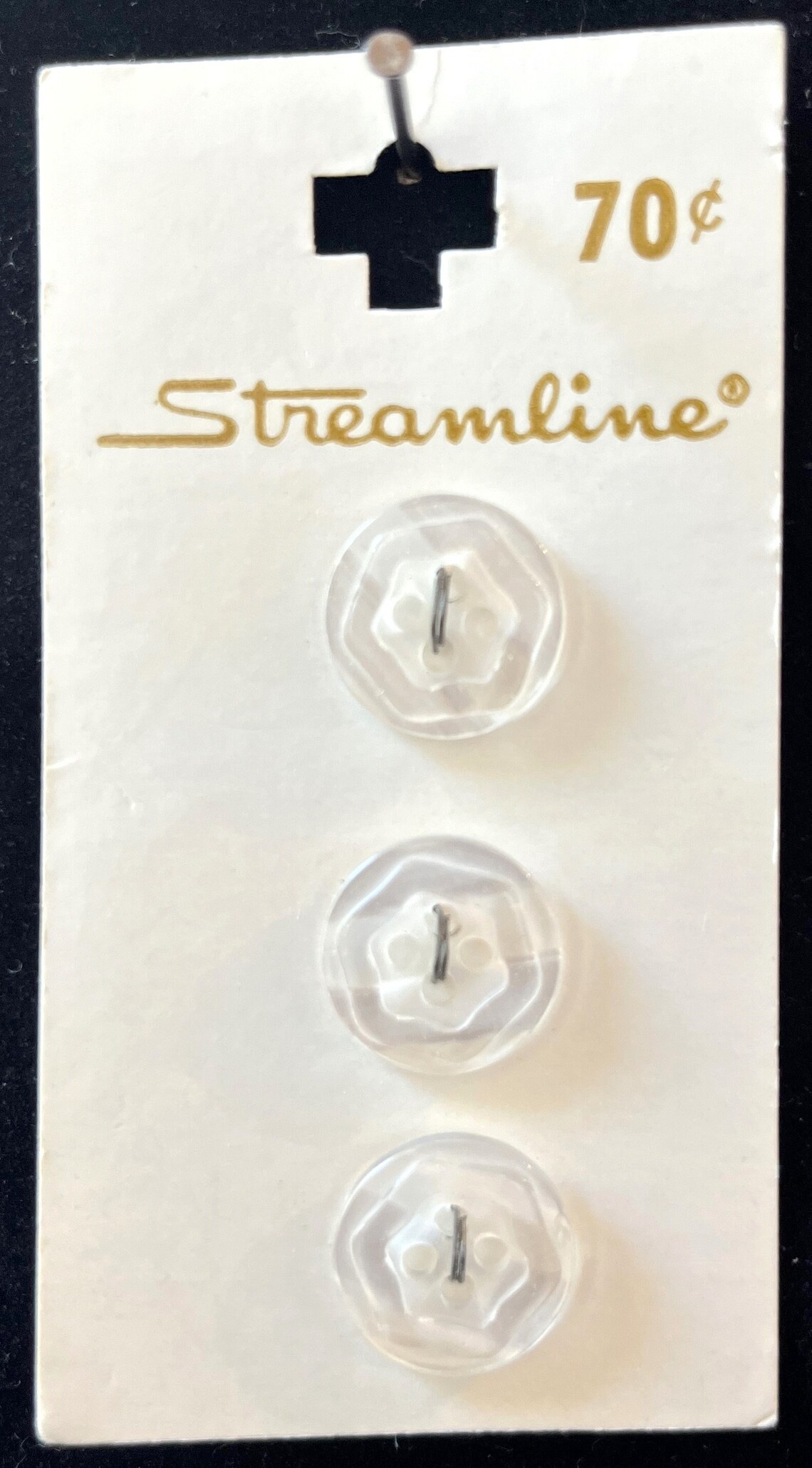 5/8" (15mm), Vintage Streamline Clear Buttons on Card, Fabric Arts ...
