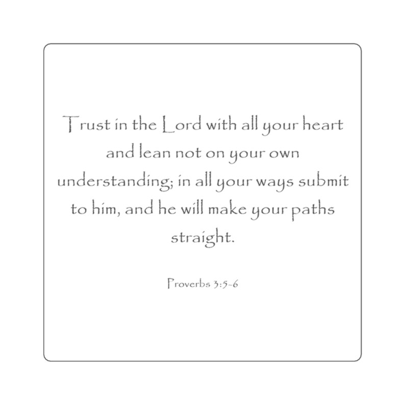Proverbs 3:5-6 Square Sticker - Etsy