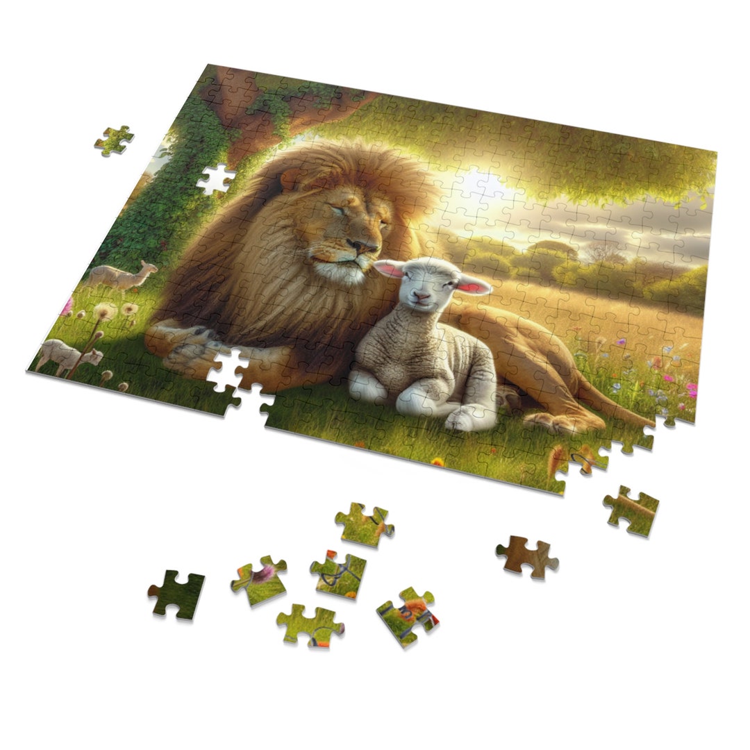 Lion and Lamb Jigsaw Puzzle 30, 110, 252, 500,1000-piece - Etsy