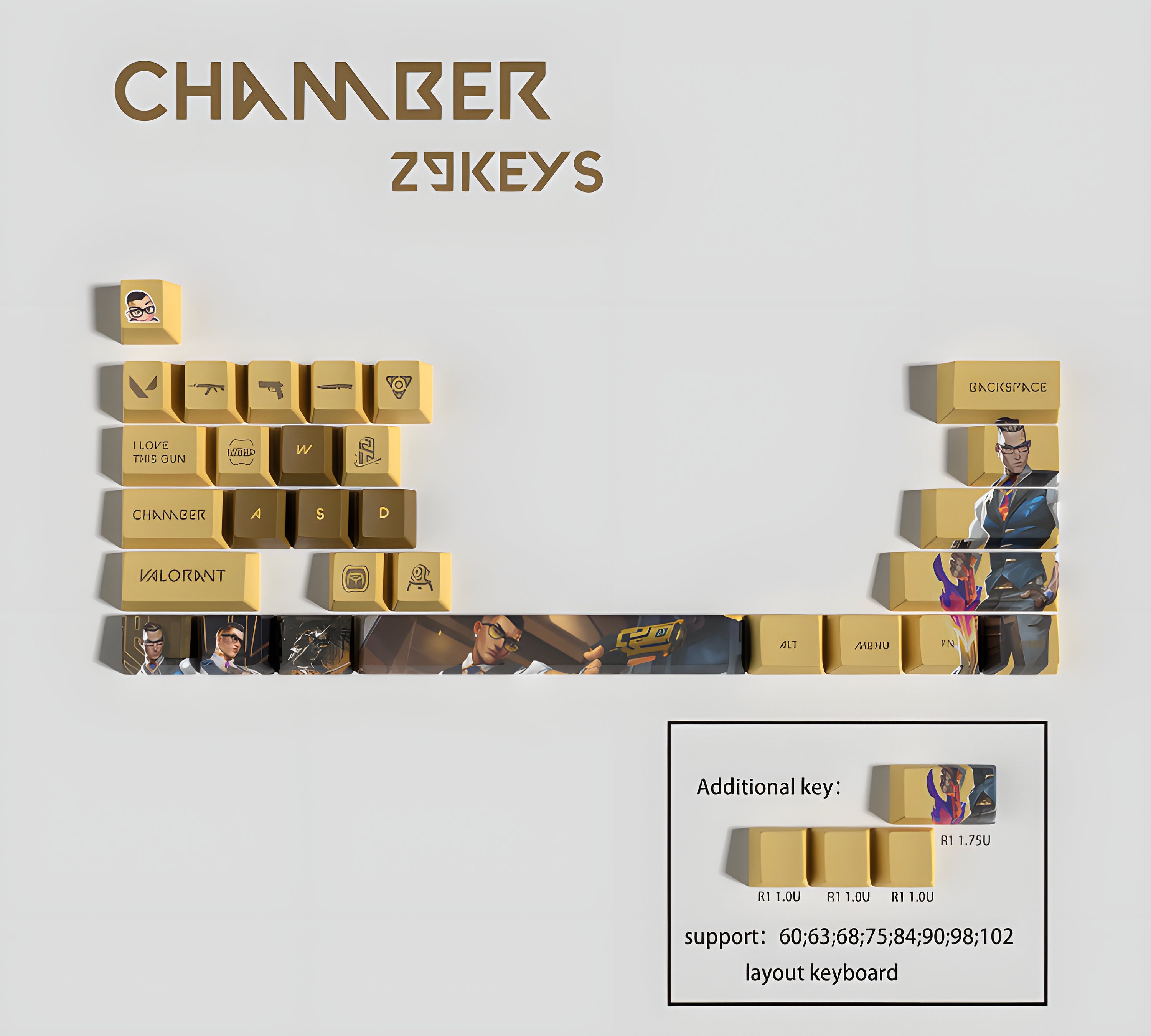 Valorant Chamber Keycaps Valorant Backlit Full Keycap Set OEM Profile ...