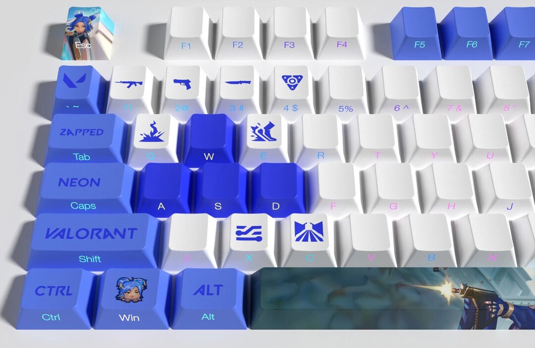 Valorant Neon Keycap Set Valorant Backlit Full Keycap Set OEM Profil ...
