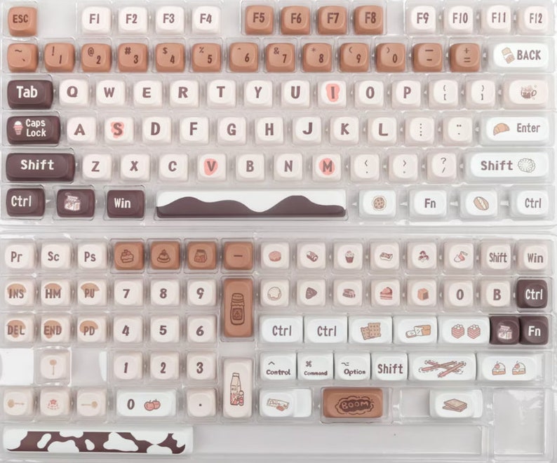 136PCS Chocolate Coffee Theme Keycaps Set,cute Keycap Set, MOA Profile ...