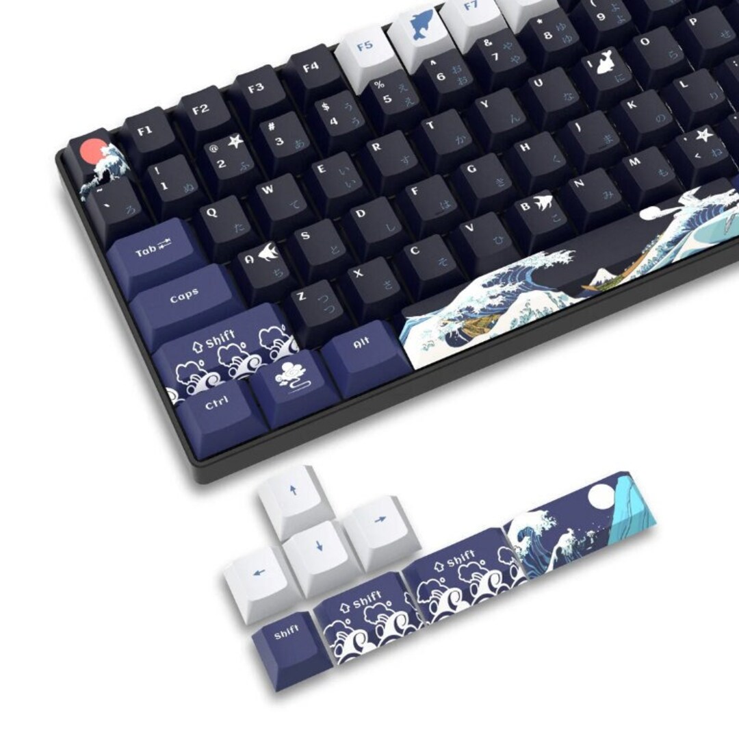 Japanese Keycap Set, Wave Keycap Set, PBT 132 Keyboard Keys, Keyboard ...