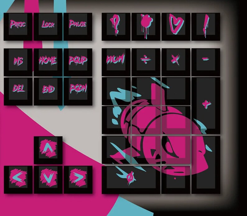 League of Legends Jinx Themed Keycap Set PBT 108 Set Cherry Profile for ...