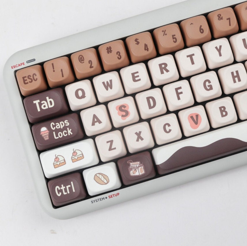 136PCS Chocolate Coffee Theme Keycaps Set,cute Keycap Set, MOA Profile ...
