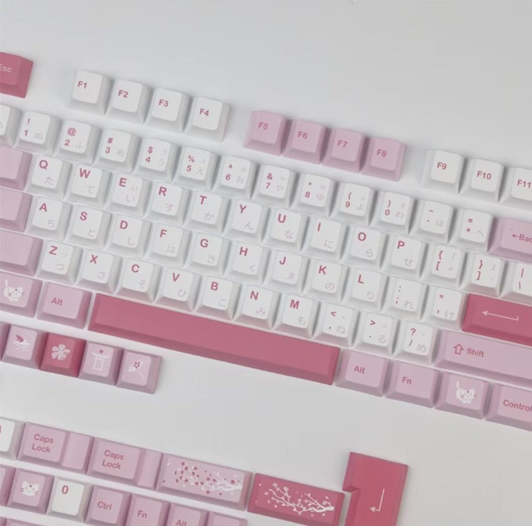 Pink/white Blossom Sakura Themed Keycap Set, PBT Keycaps, Cherry ...