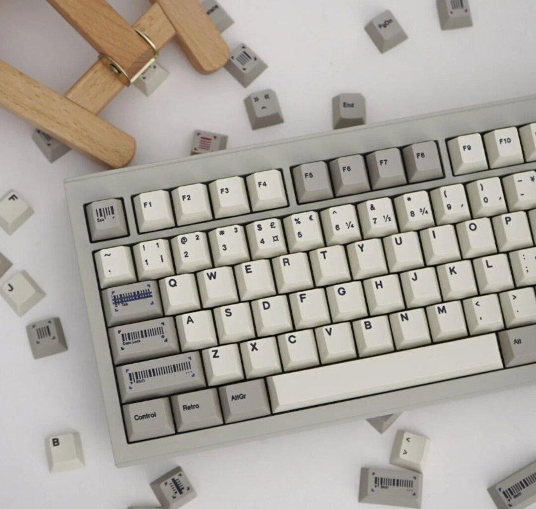 Gray Retro Keycap Set PBT ISO, Japanese Keycap Set, German Keycaps Set ...