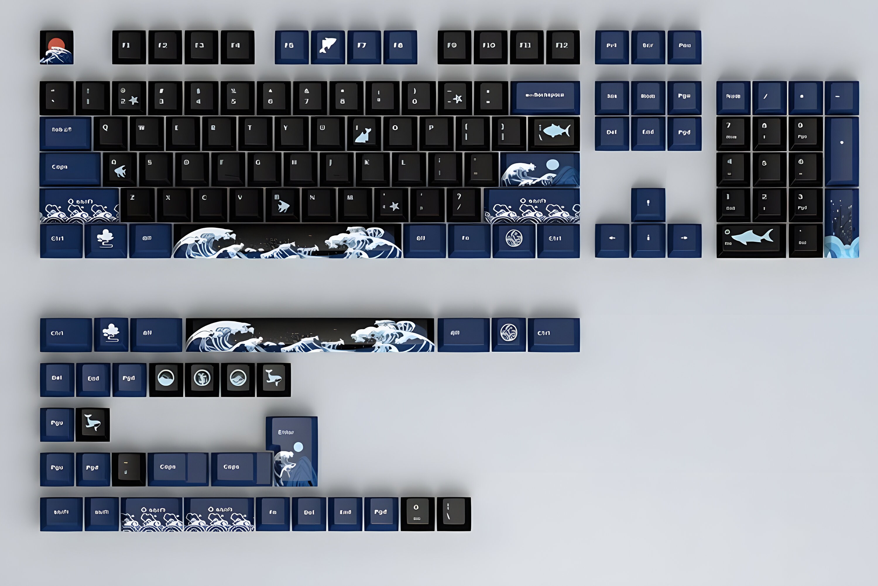 129keys Stormy Dark Night at Sea Theme Keycap Set, Japanese Keycaps for ...