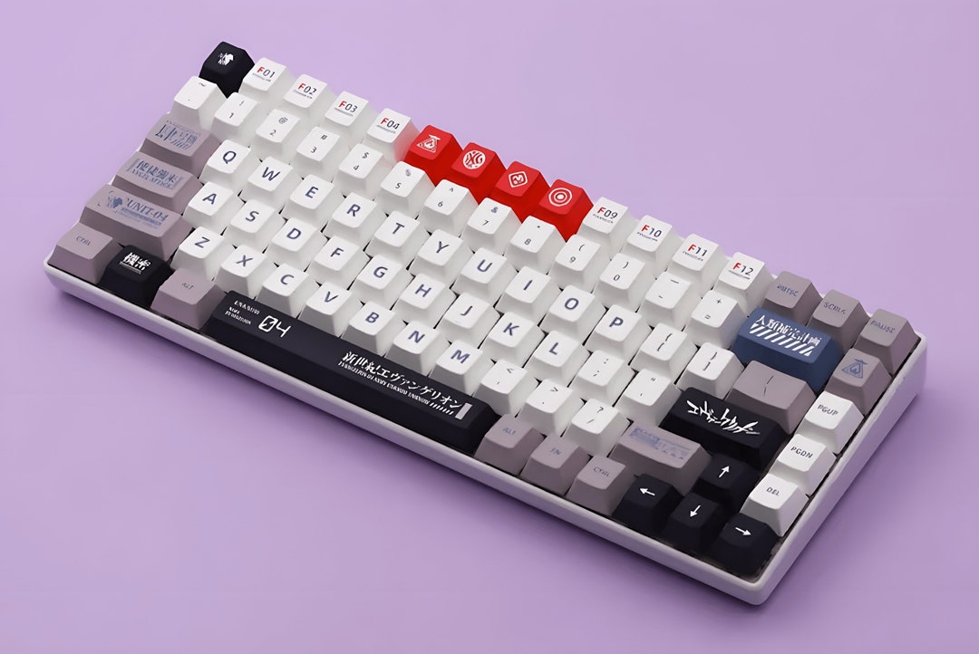 White Cool Eva Unit 04 PBT ISO Keycaps Set for Mechanical Keyboard ...