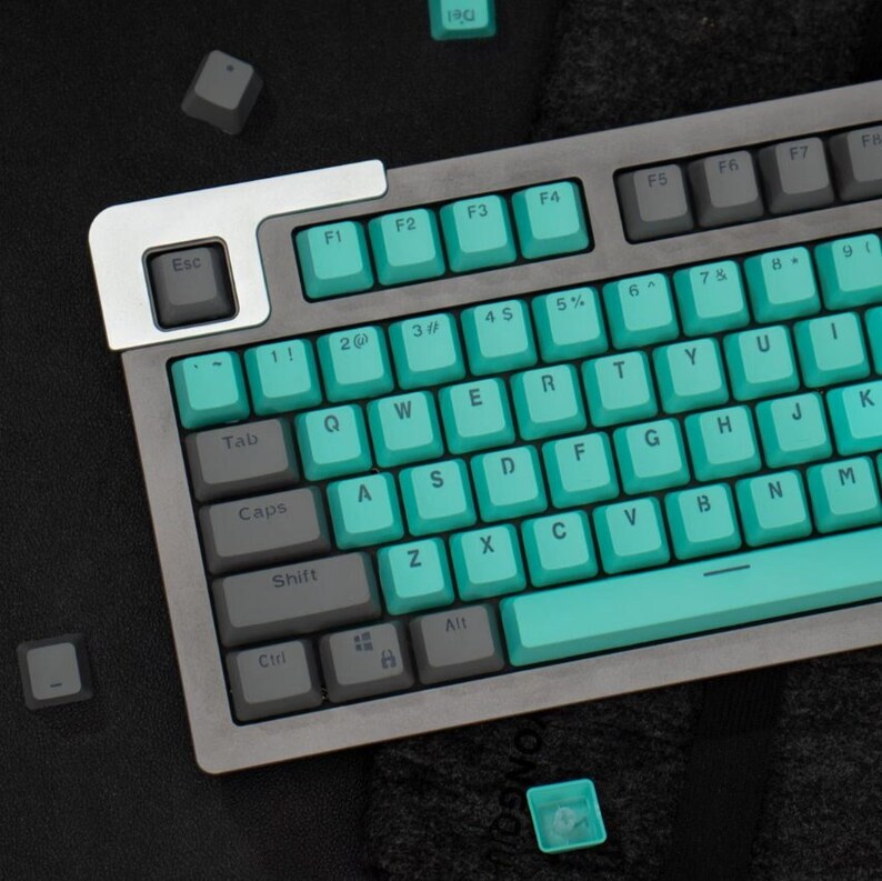 Blue & Gray ISO PBT OEM Backlit Keycaps Set, Key Cap Set for Mechanical ...