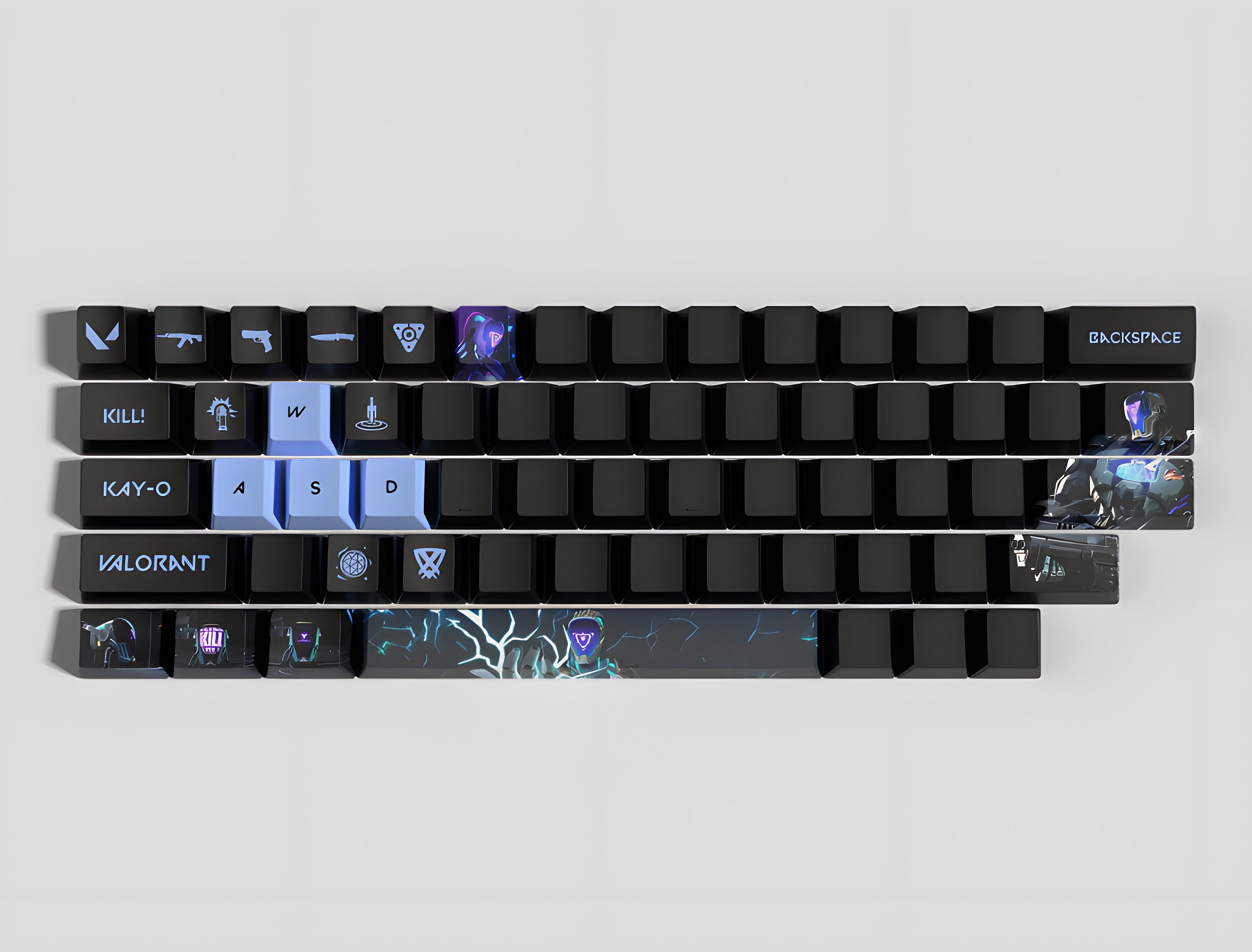Valorant KAY/O Keycaps Set, Valorant Backlit Full Keycap Set OEM ...