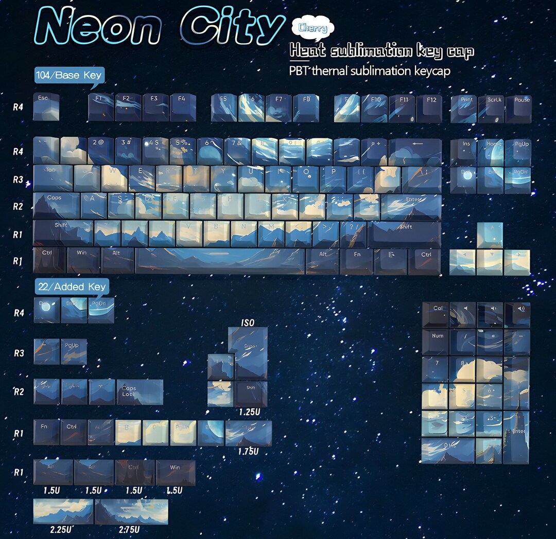Buy Backlit Space Interstellar Keycap Set, Set 135pcs, Cherry Profile ...
