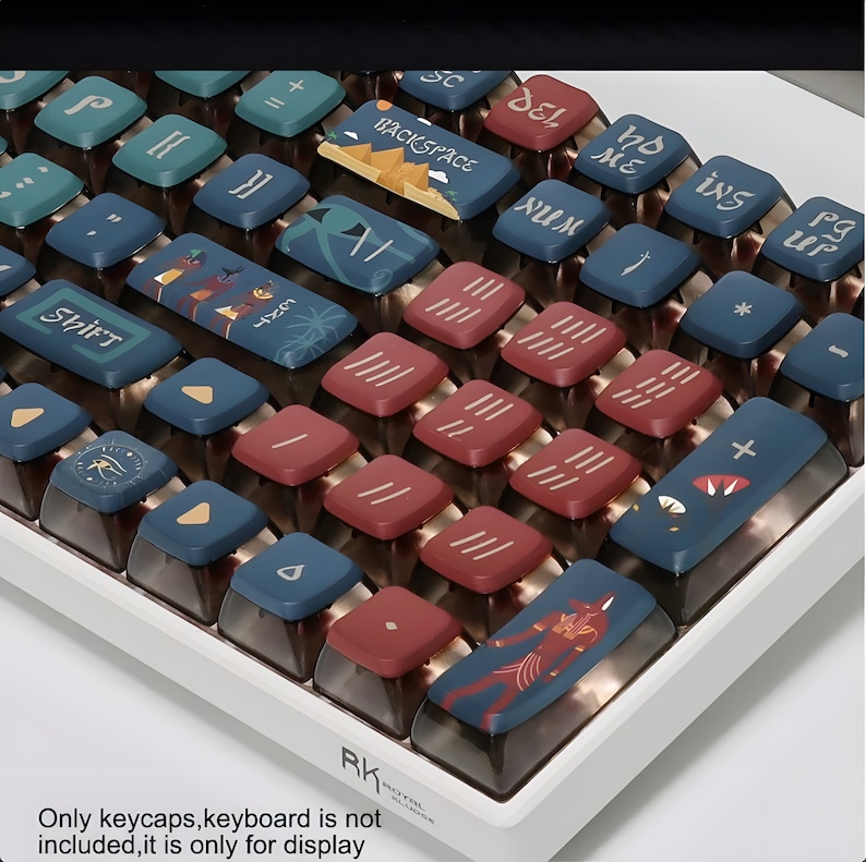 Pudding Egypt Keycaps Set, 117 Keyboard Keys PBT, Backlit Cute Keycap ...