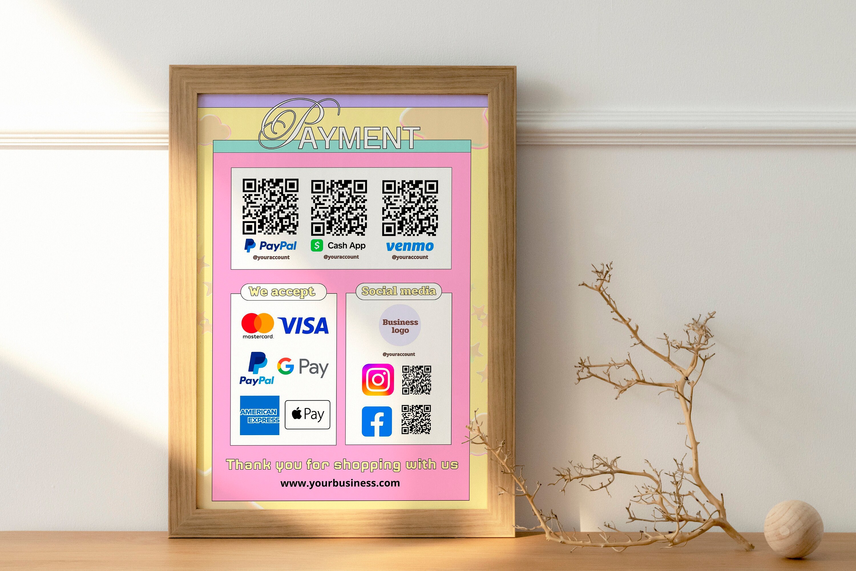 Payment Sign, Social Media Sign, Cash App Sign, Accept Payments, Scan ...
