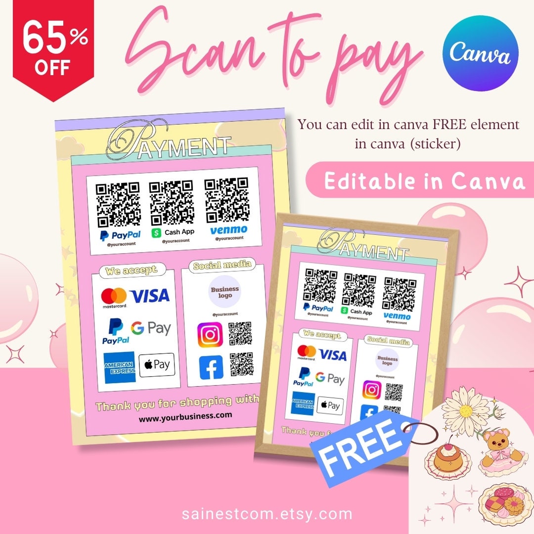 Payment Sign, Social Media Sign, Cash App Sign, Accept Payments, Scan ...