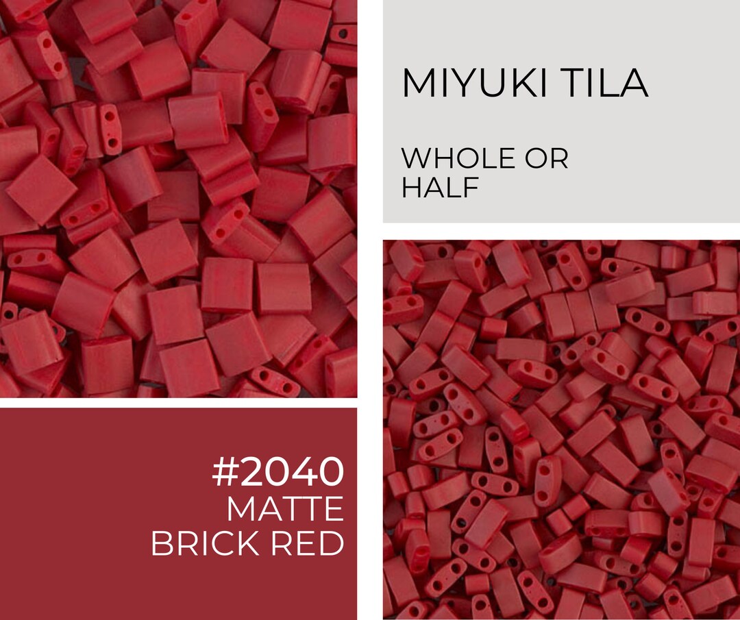 5g Miyuki Tila Beads | 2040 | Matte Brick Red | Whole or Half Tila ...