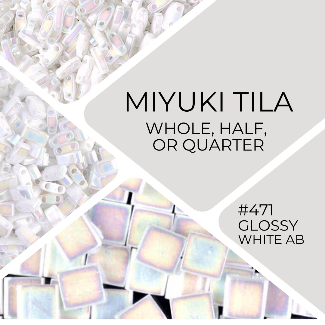 5g Miyuki Tila Beads | 471 | Glossy White AB | Whole, Half, or Quarter ...