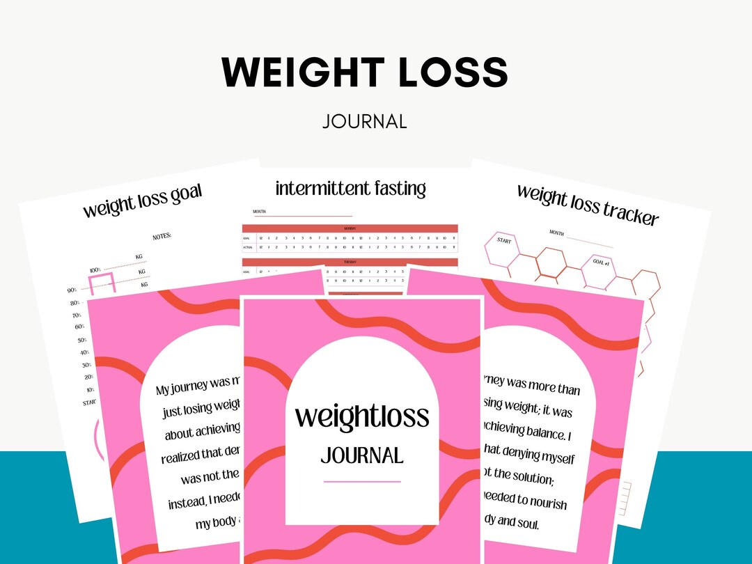 Printable Weight Loss Journal & Planner Set Track Progress With Digital ...