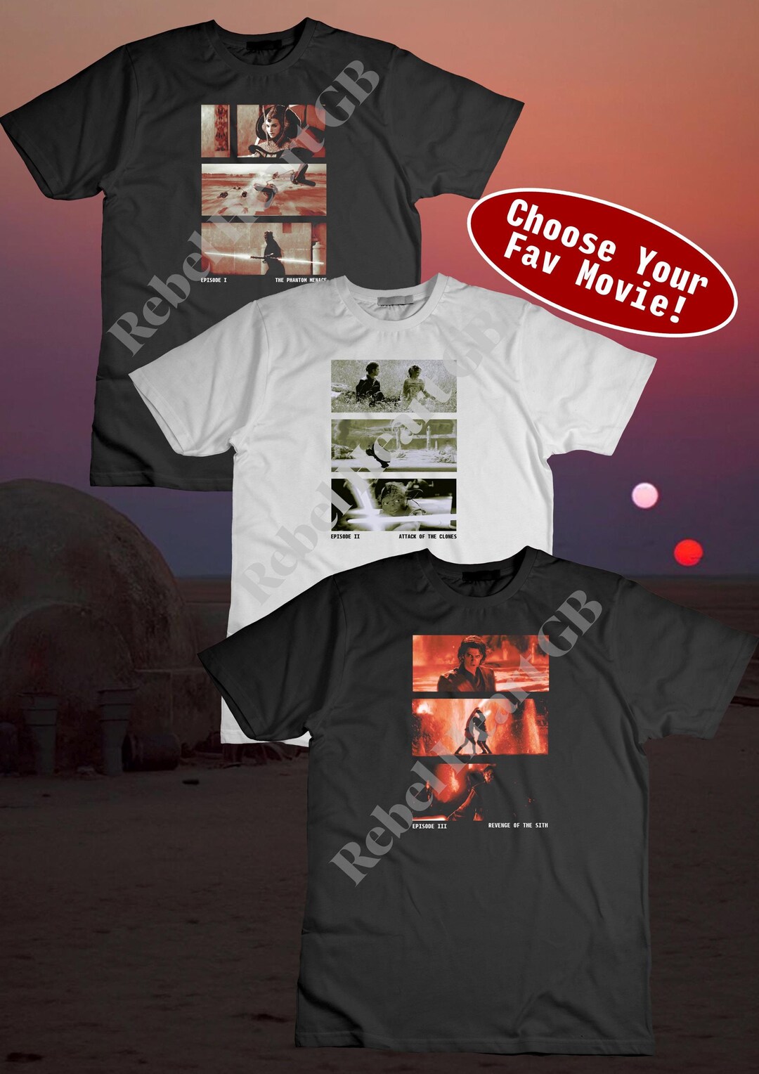 Star Wars Prequels T-shirt,the Phantom Menace,attack of the Clones ...