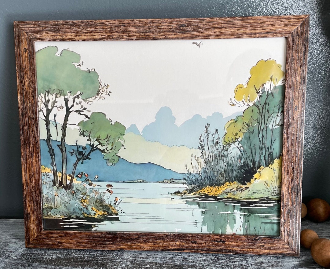 Scenic Pond Watercolor - Etsy