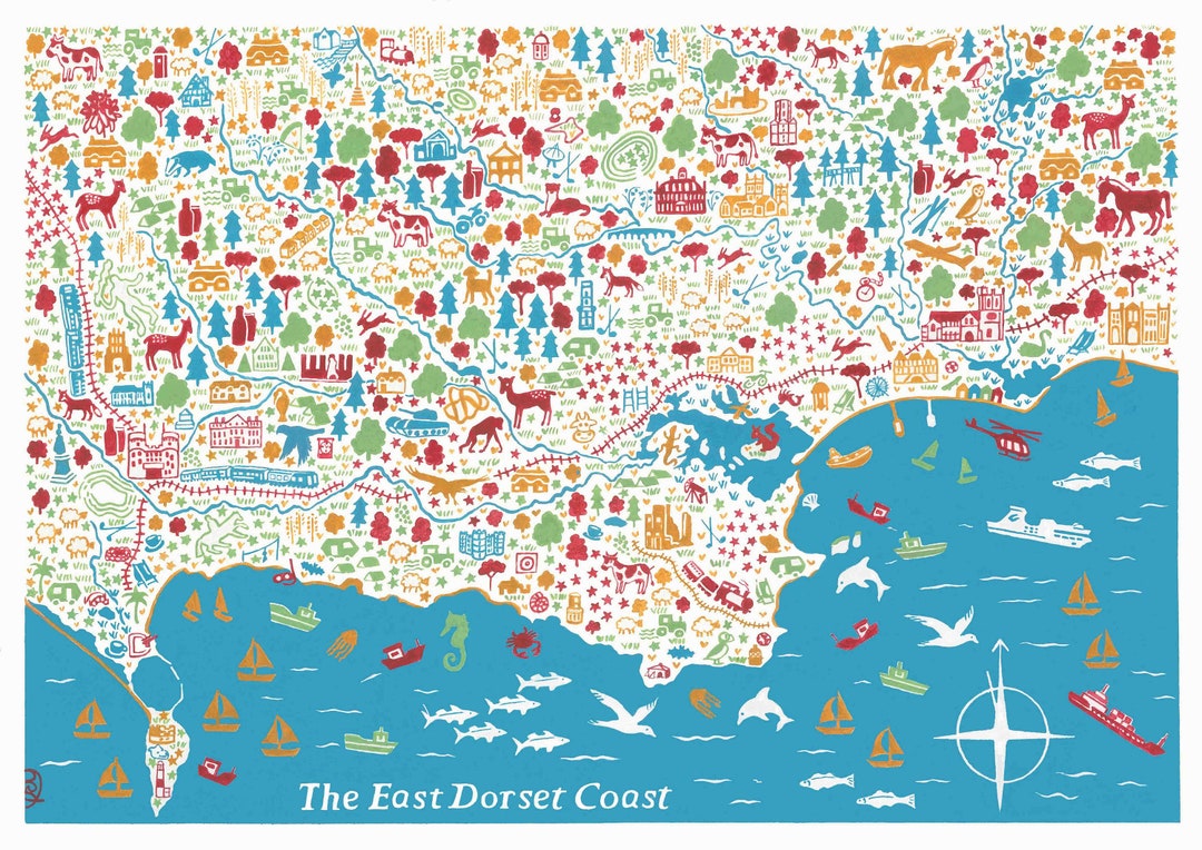 A2 Map of the East Dorset Coast - Etsy