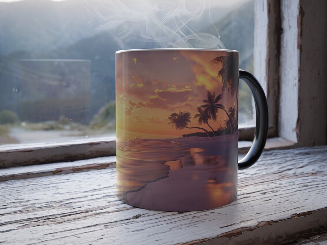 Beach Sunset Color Changing Mug, Morphing Mug, Color Changing Mug, Heat ...